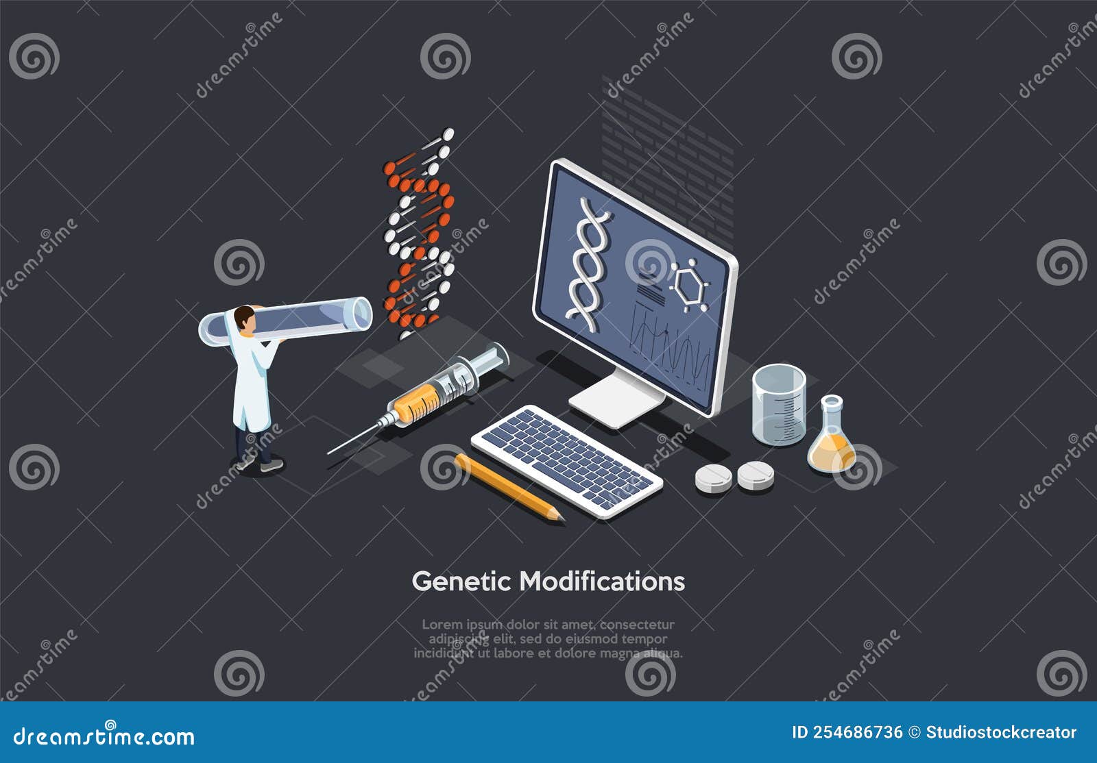 Concept Of Science And Genetic Modifications Laboratory Scientist Make Experiments Genetic