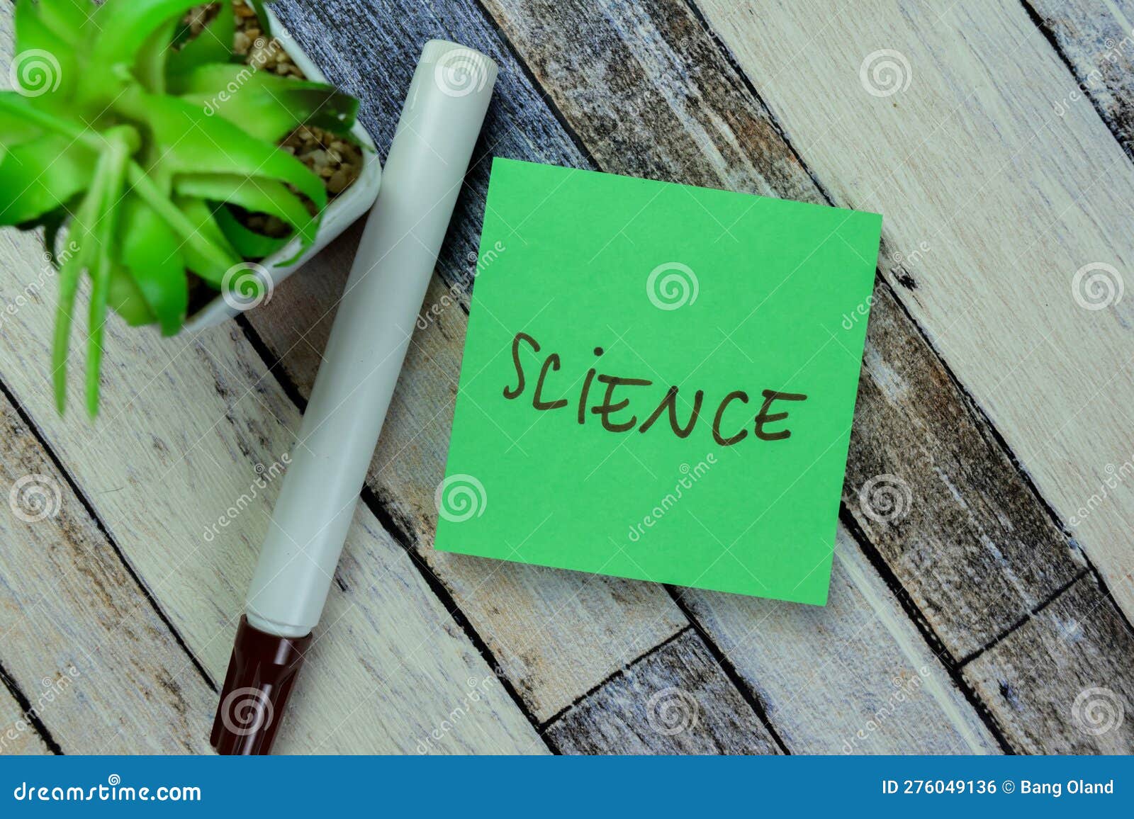 Concept Of Science Write On Sticky Notes Isolated On Wooden Table Stock