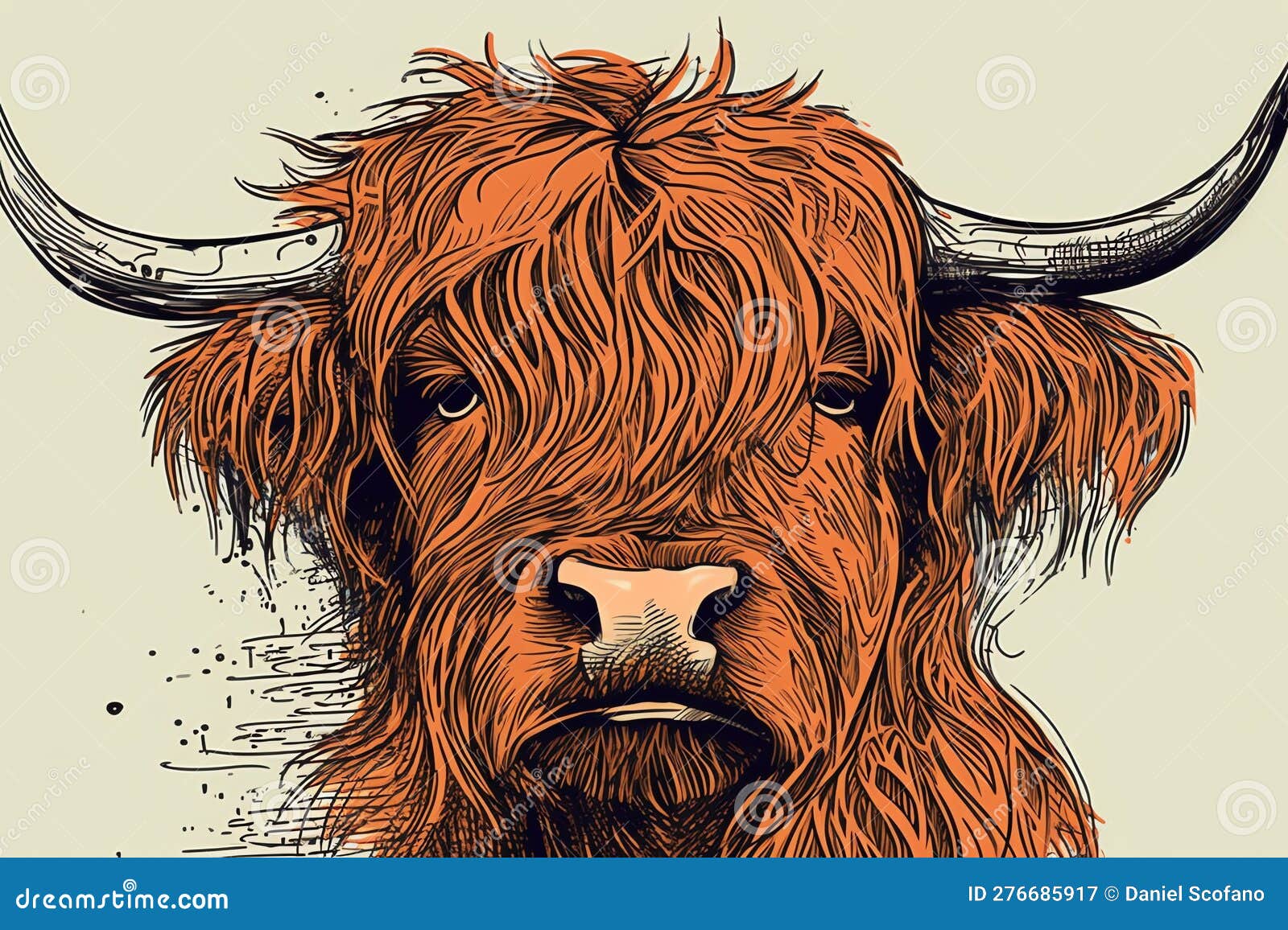 Scottish Highland Cow, Illustration. Generative AI Stock Illustration ...