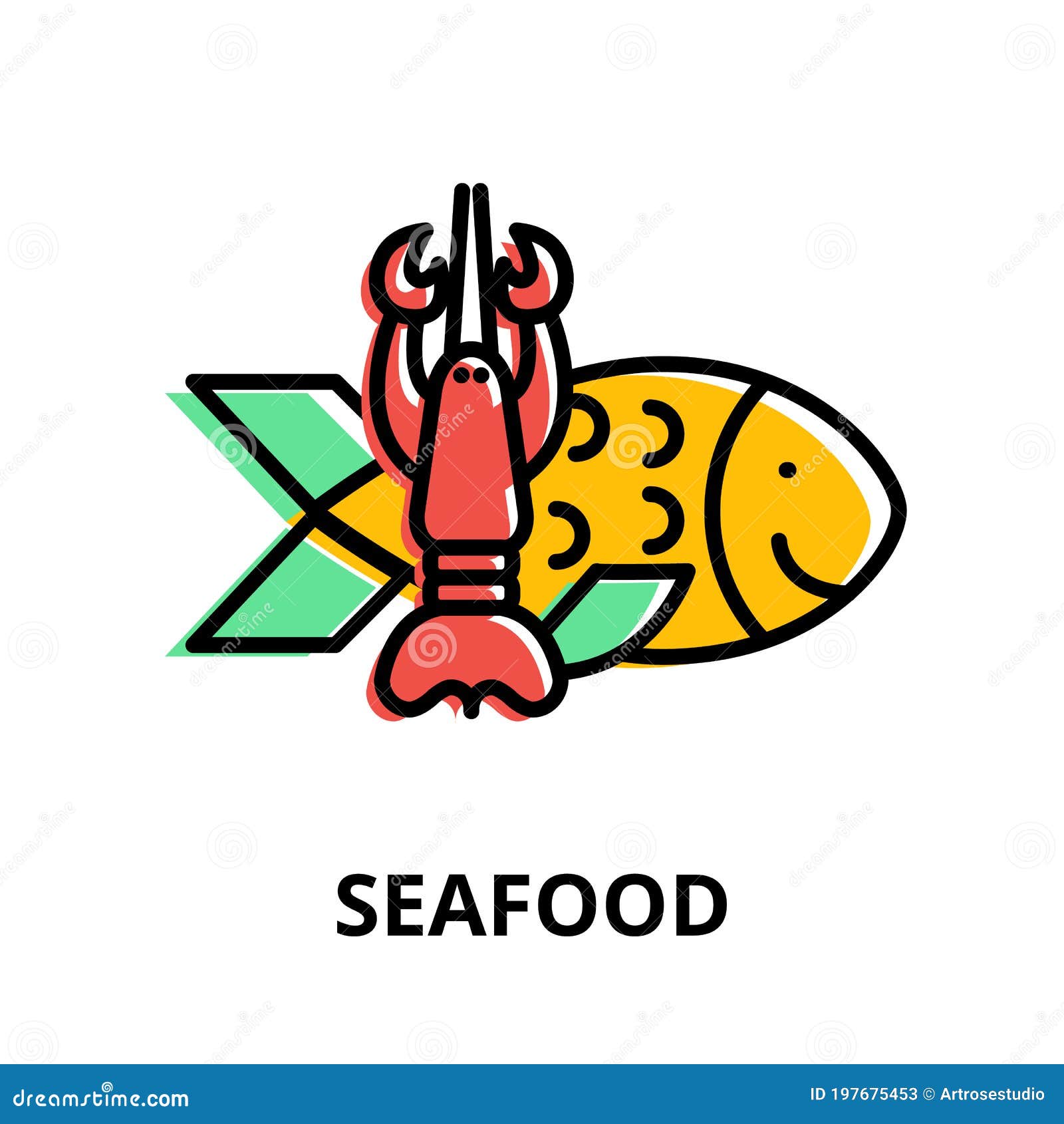 Seafood Icon Set Vector Illustration | CartoonDealer.com #73033708