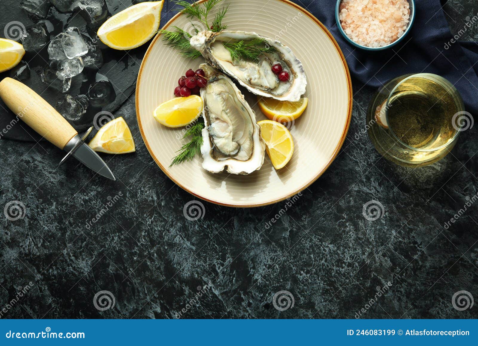 Concept of Seafood, Oysters, Space for Text Stock Image - Image of ...