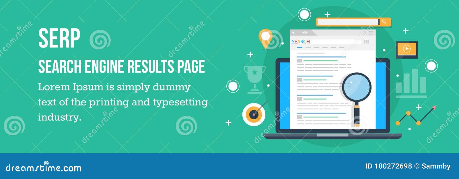 SERP - Search Engine Result Page. Flat Design Web Banner. Stock Vector ...