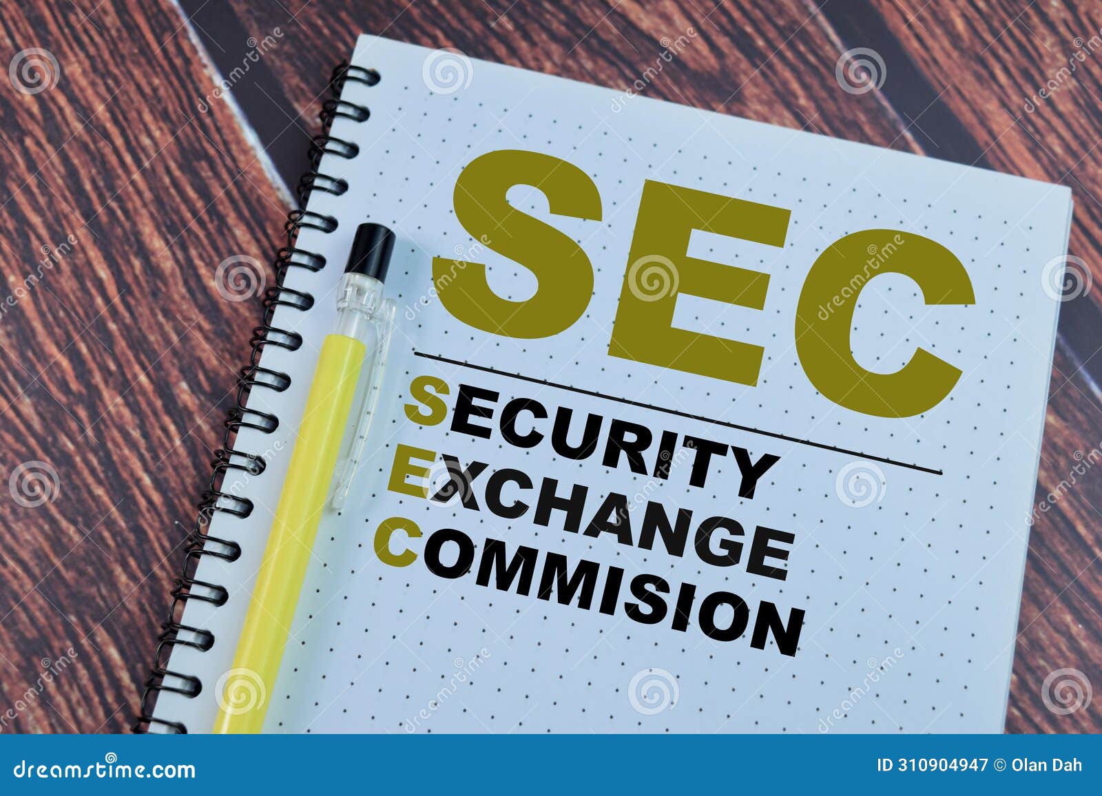Concept of SEC - Security Exchange Commision Write on Book Isolated on ...