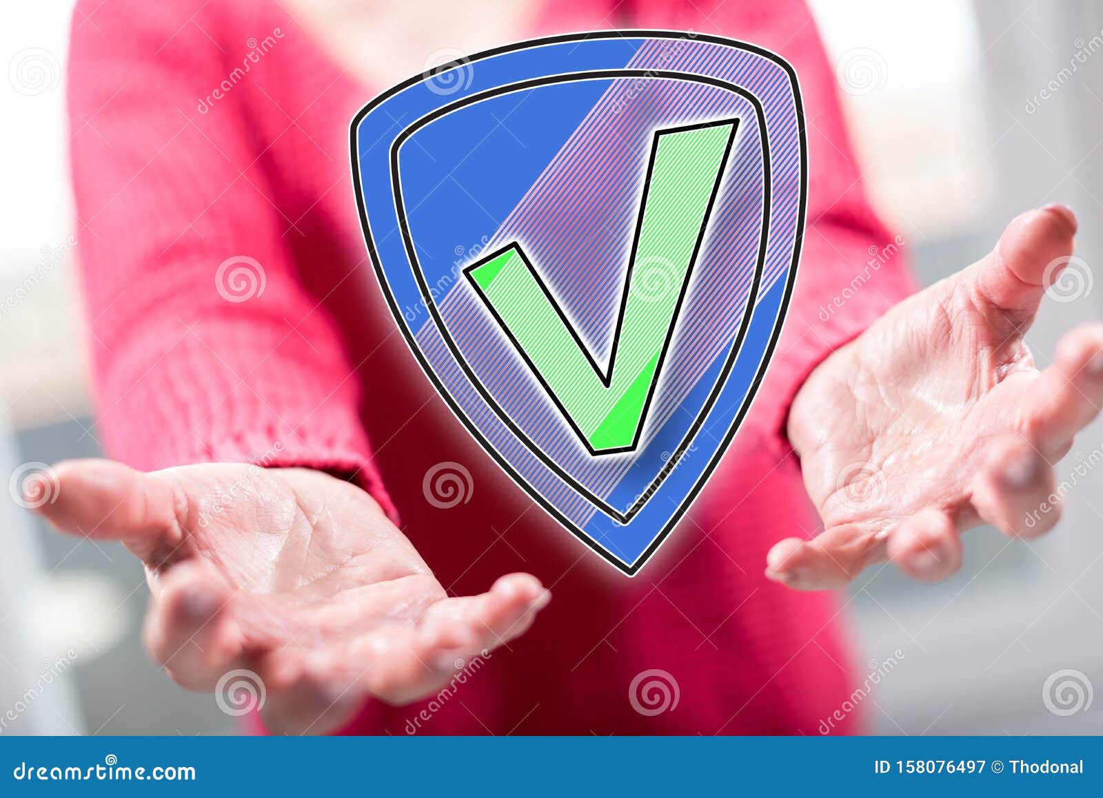 Concept of Security Approval Stock Image - Image of hand, shield: 158076497