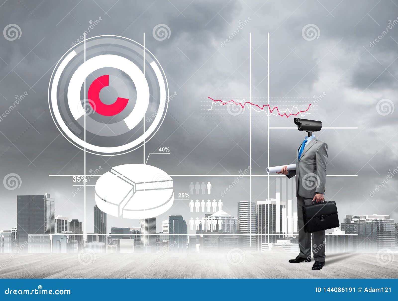 Concept of Security and Privacy Protection with Camera Headed Man Stock ...