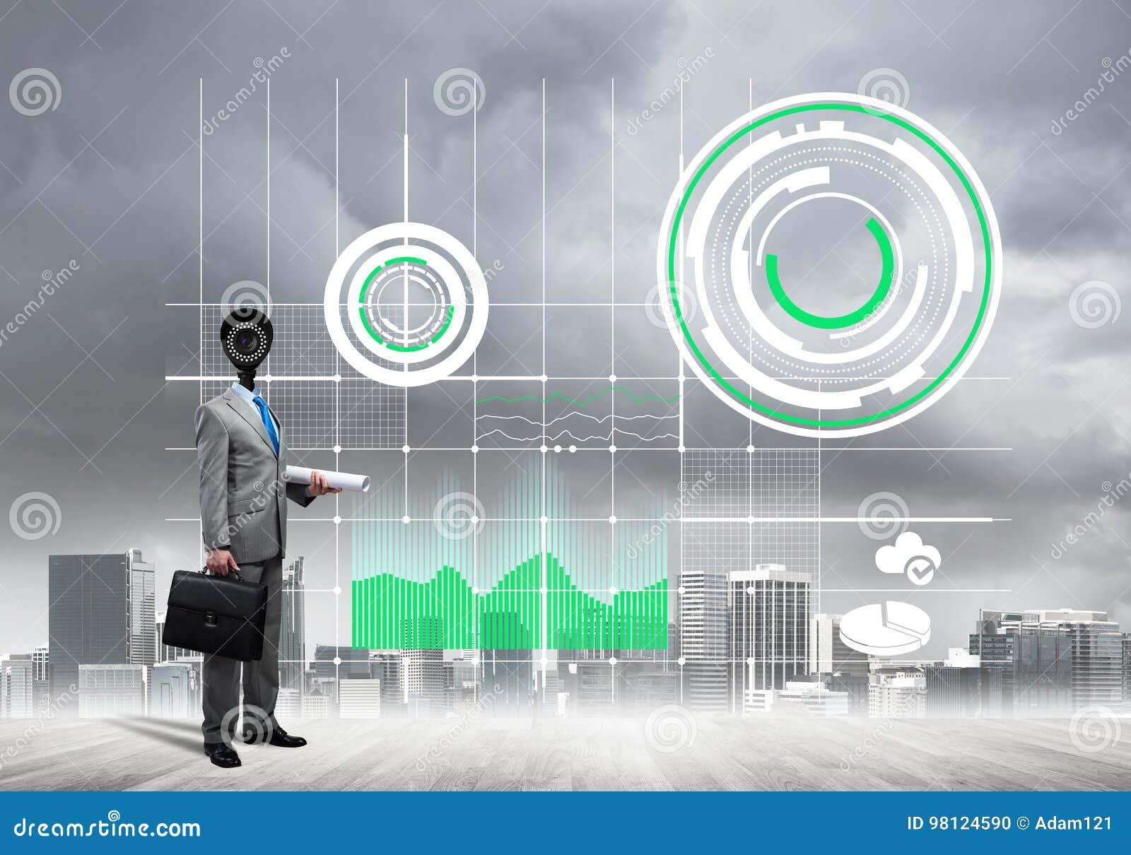 Concept of Security and Privacy Protection with Camera Headed Man Stock ...