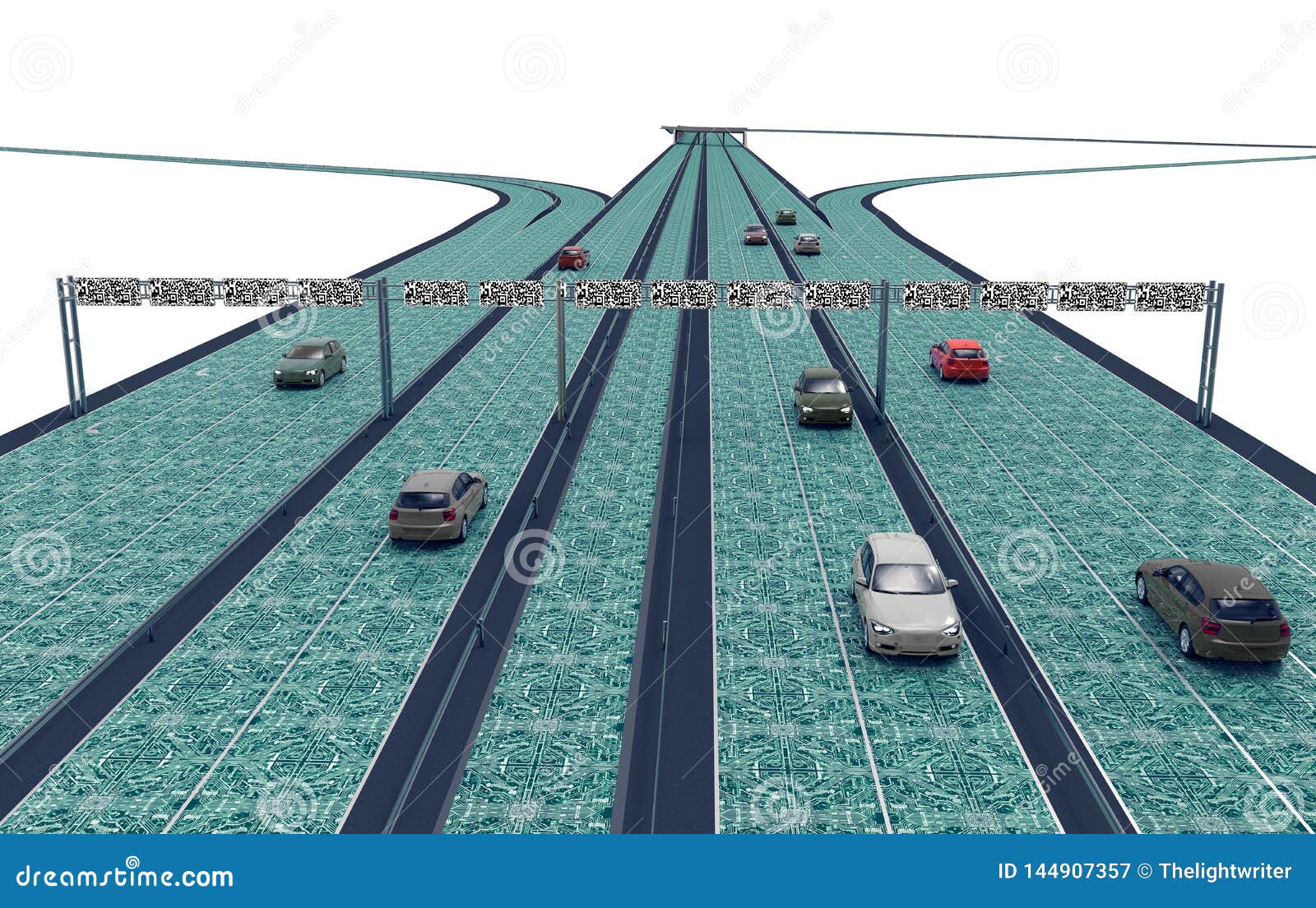 Concept of Self-driving Car, Smart Road Stock Illustration ...