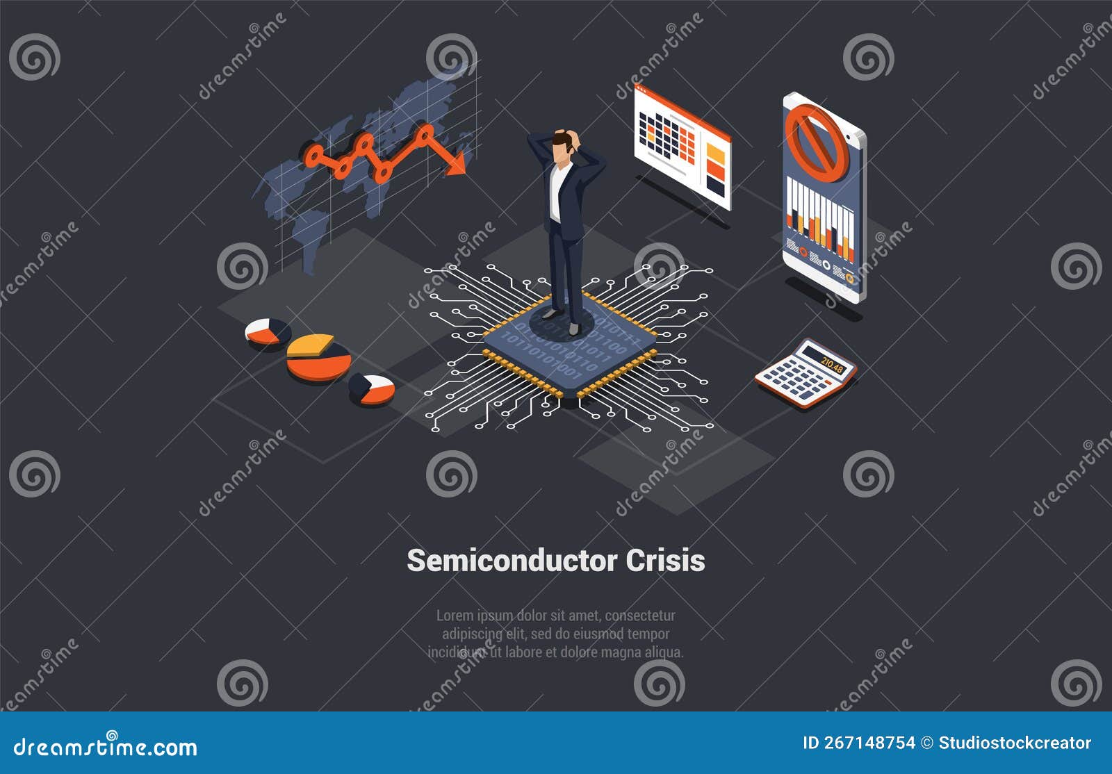 Concept of Semiconductor and Economy Crisis, Microchips Deficit for ...