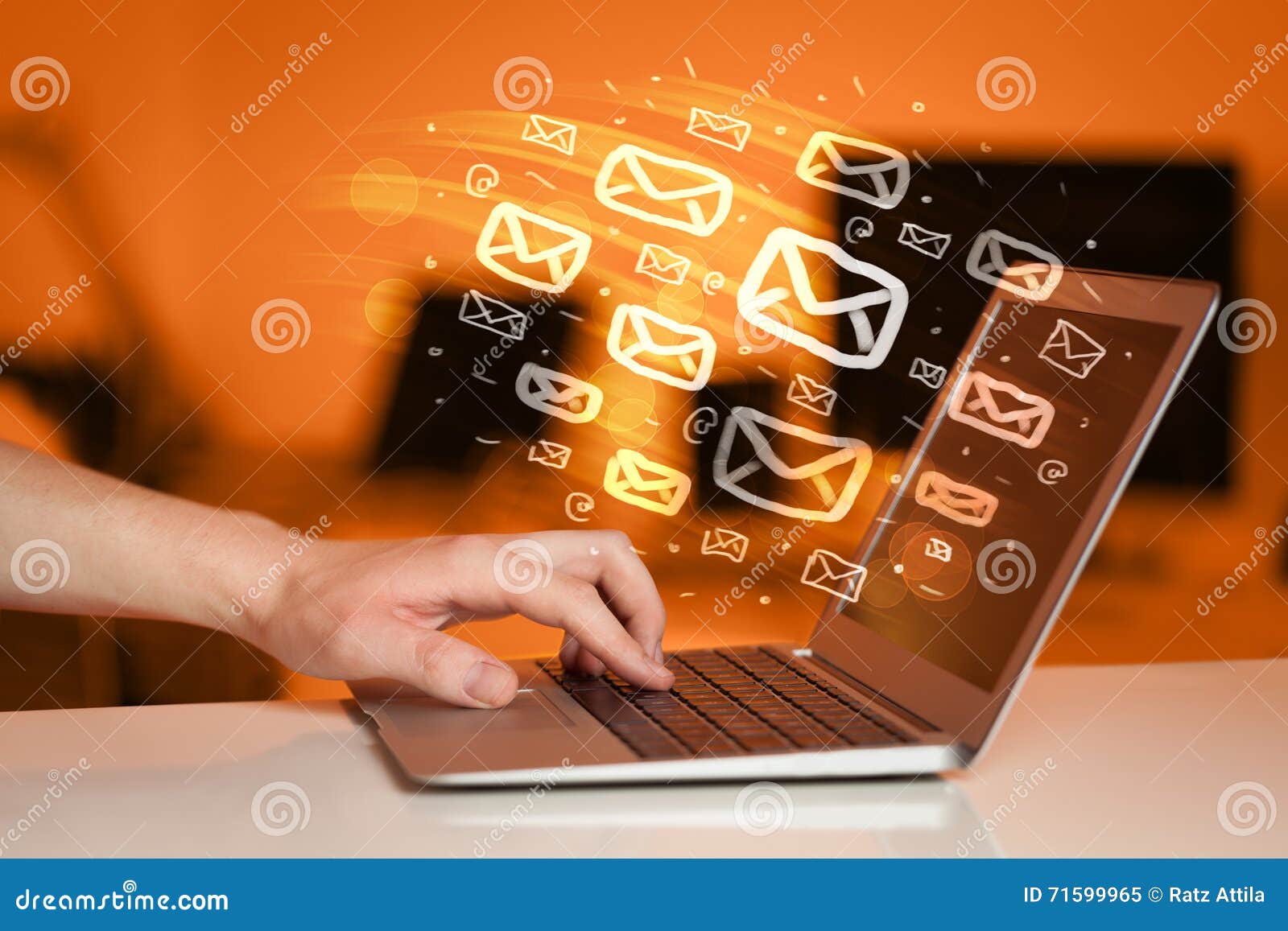 Concept of sending e-mails stock image. Image of service - 71599965