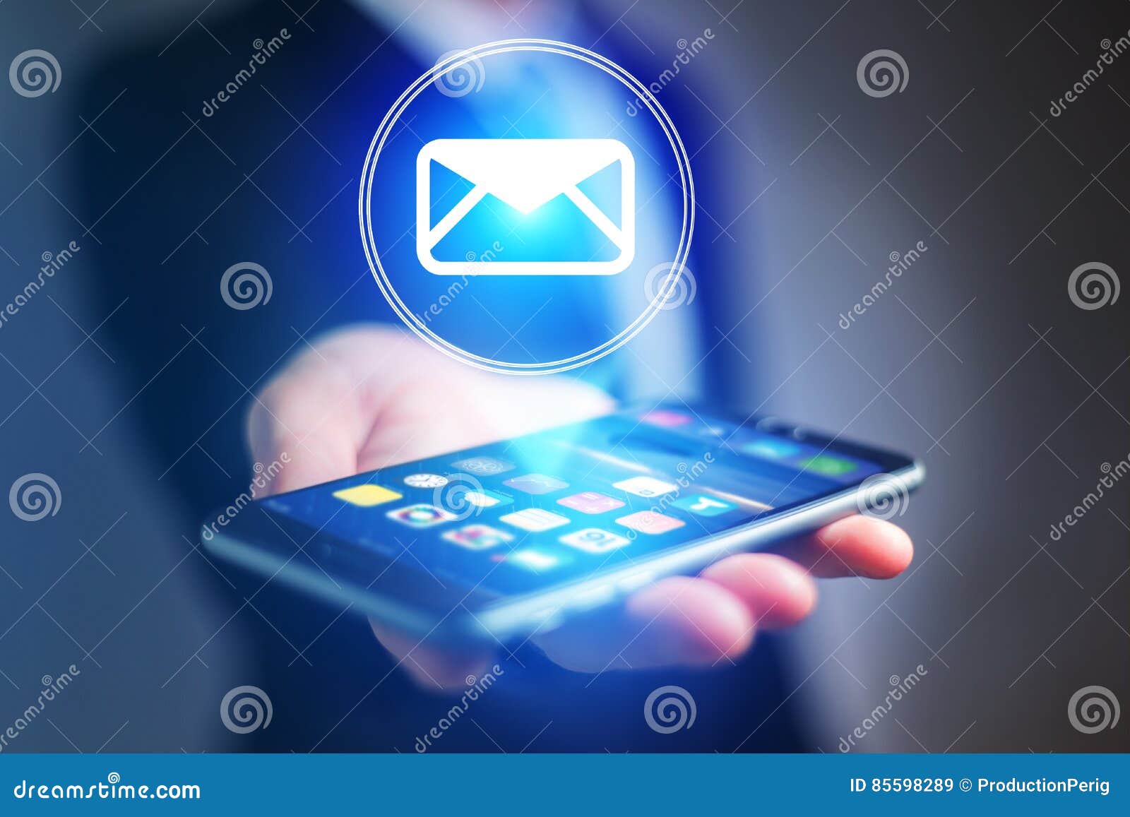 Concept of Sending Email on Smartphone Interface with Message Icon ...