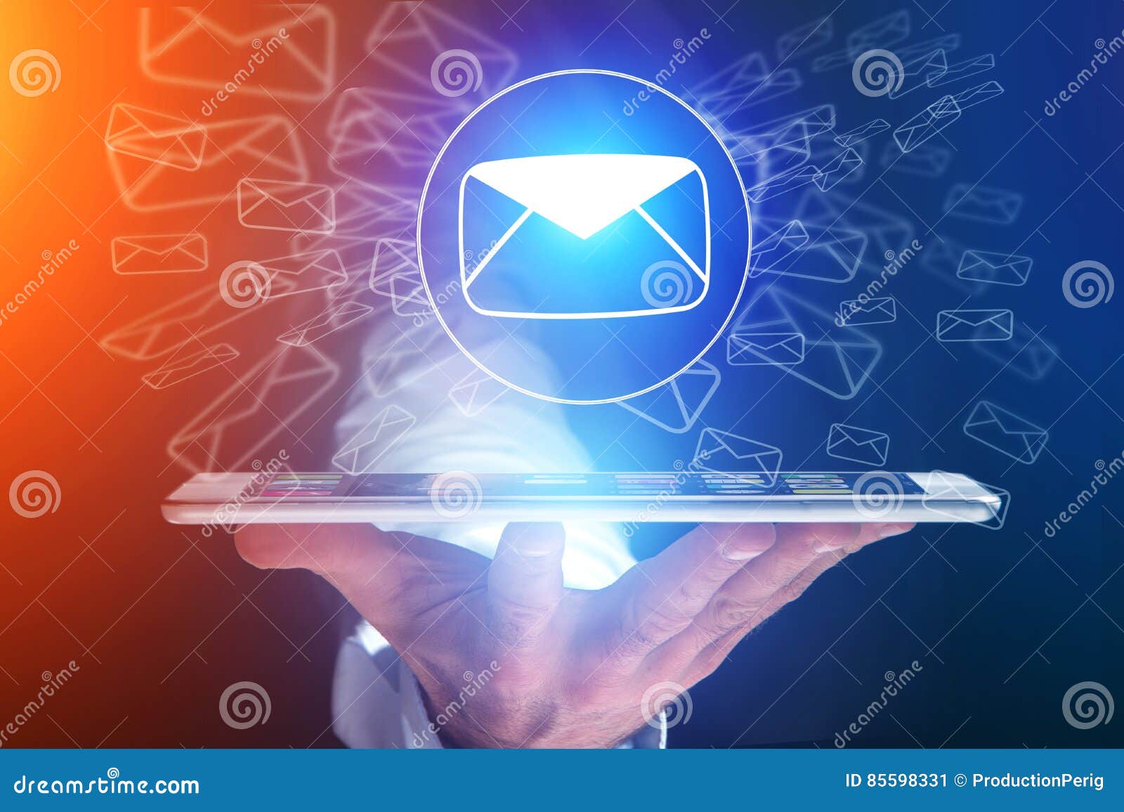 Concept of Sending Email on Smartphone Interface with Message Icon ...