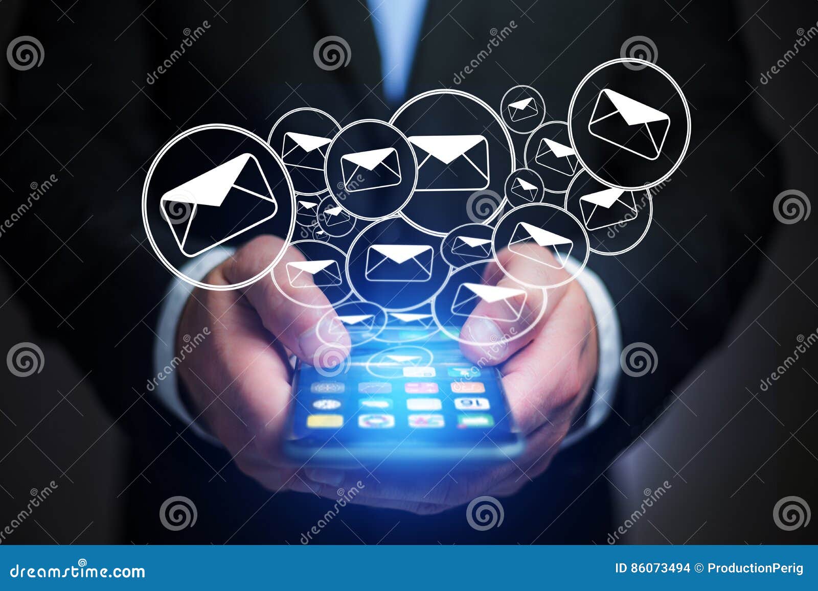 Concept of Sending Email on Smartphone Interface with Message Icon ...