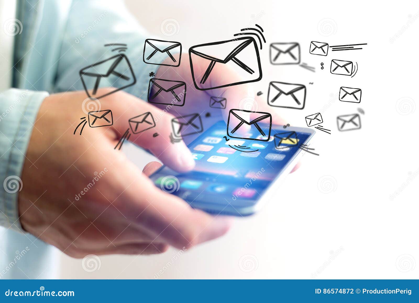 Concept of Sending Email on Smartphone Interface with Message Ic Stock ...