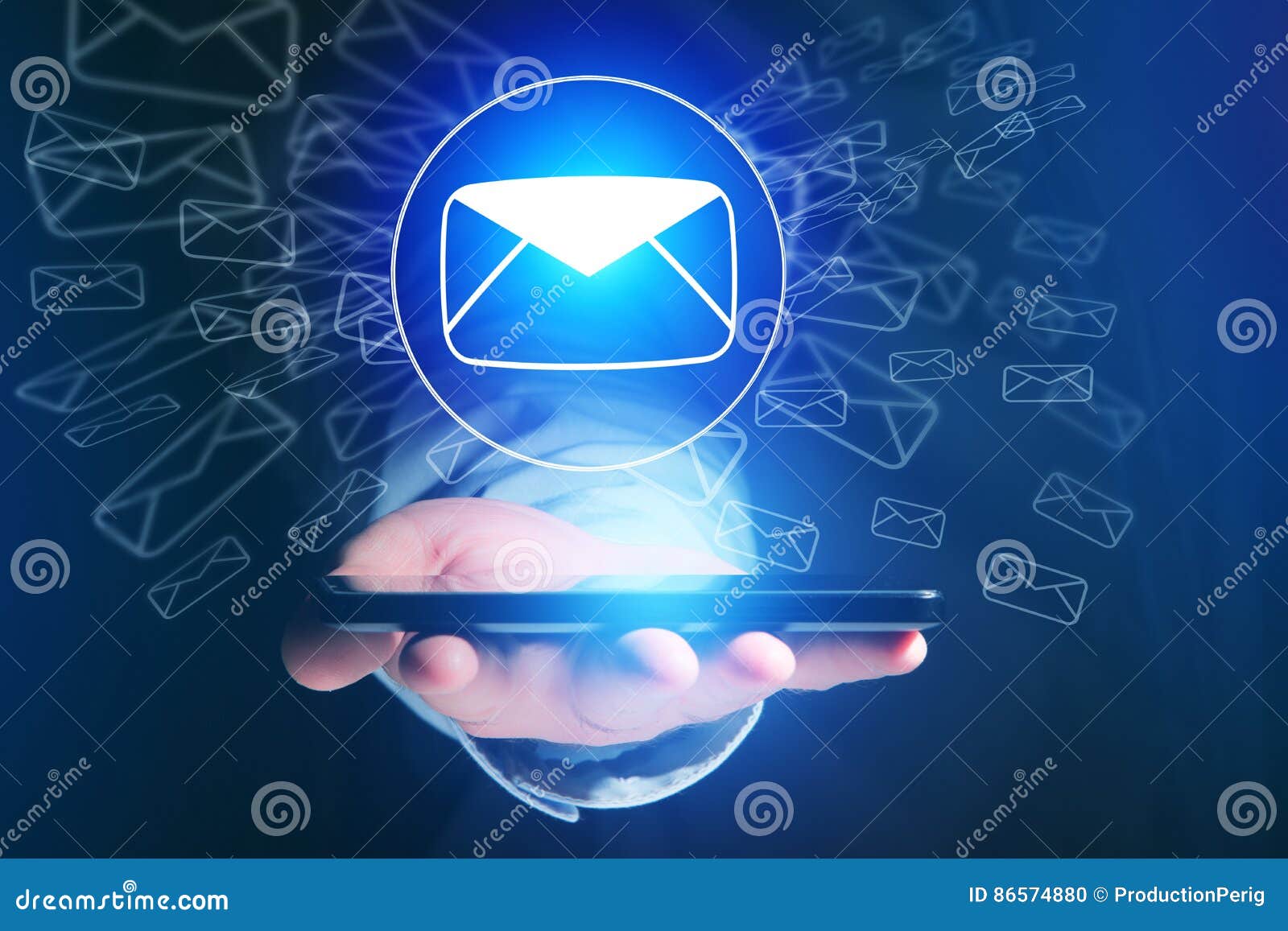 Concept of Sending Email on Smartphone Interface with Message Ic Stock ...