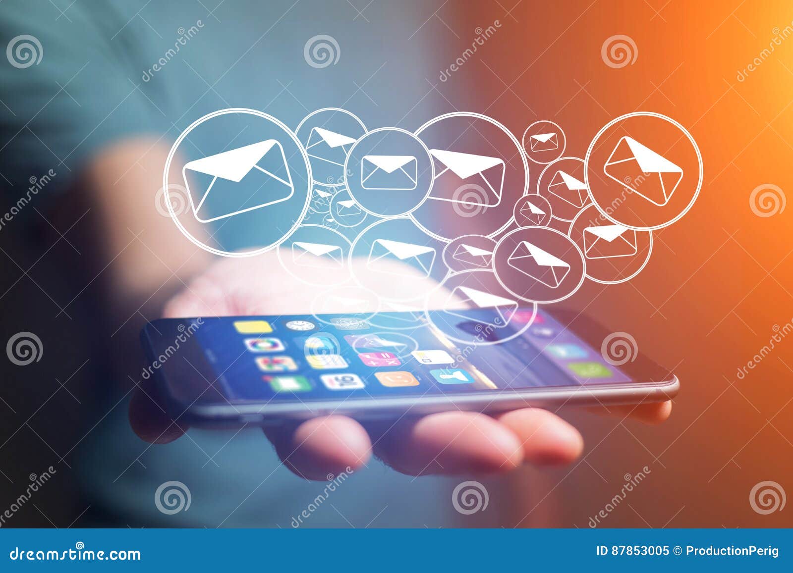 Concept of Sending Email on Smartphone Interface with Message Icon ...