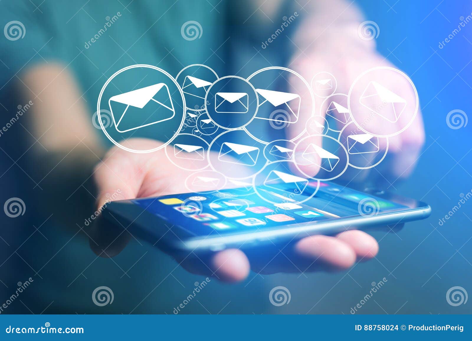 Concept of Sending Email on Smartphone Interface with Message Icon ...
