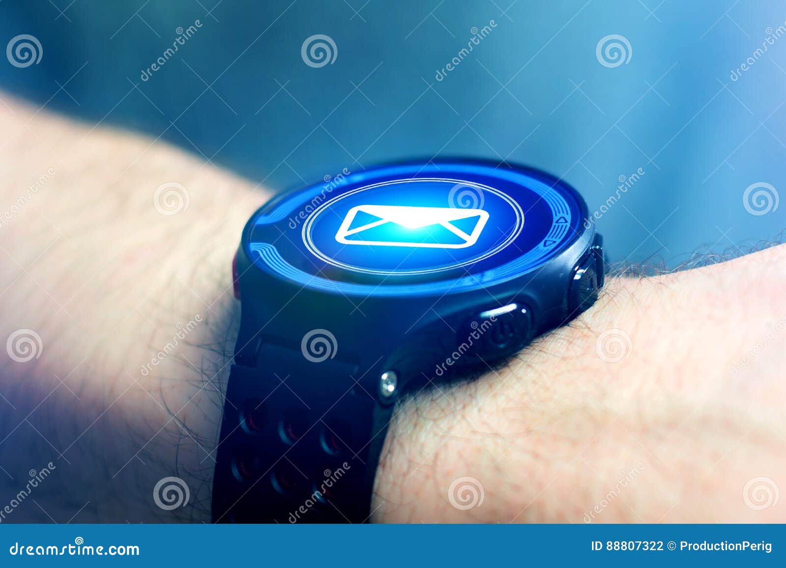 Concept of Sending Email on Smartwatch Interface with Message Icon ...