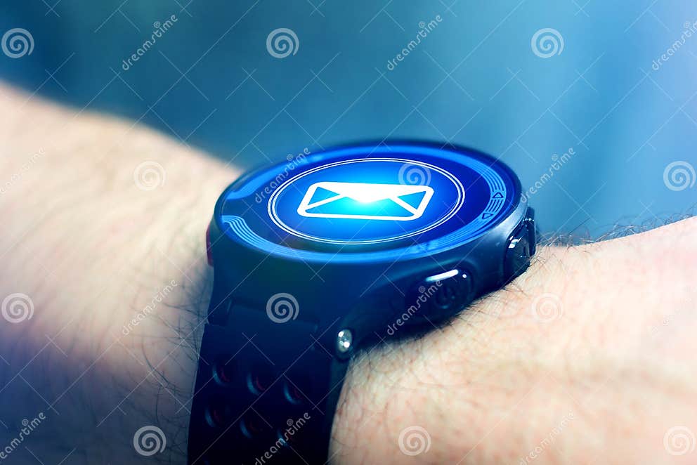 Concept of Sending Email on Smartwatch Interface with Message Icon ...