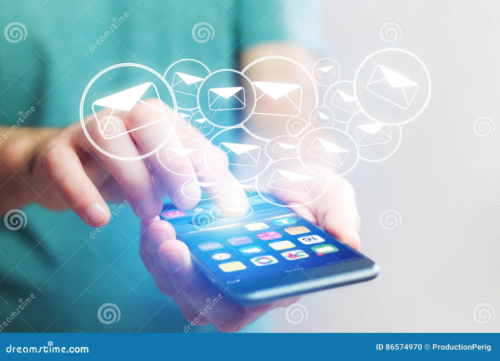 Concept of Sending Email with a Technology Smartphone Interface Stock ...