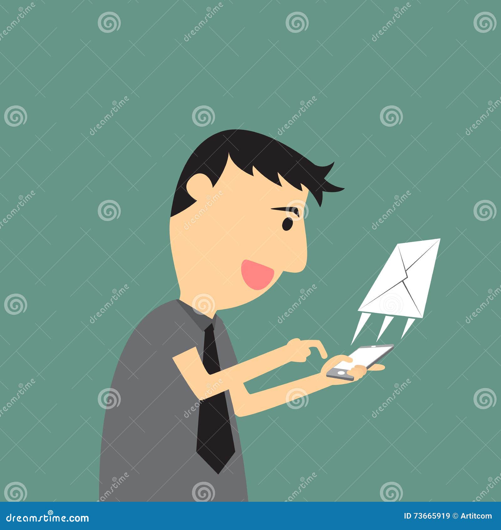 Concept of Sending Message Wireless Using Smartphone. Stock Vector ...