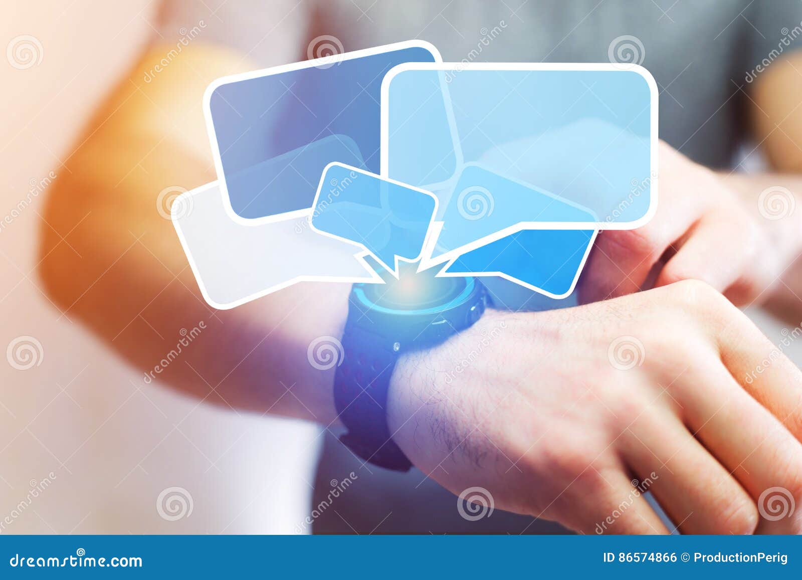 Concept of Sending Messages with a Smartwatch Stock Photo - Image of ...