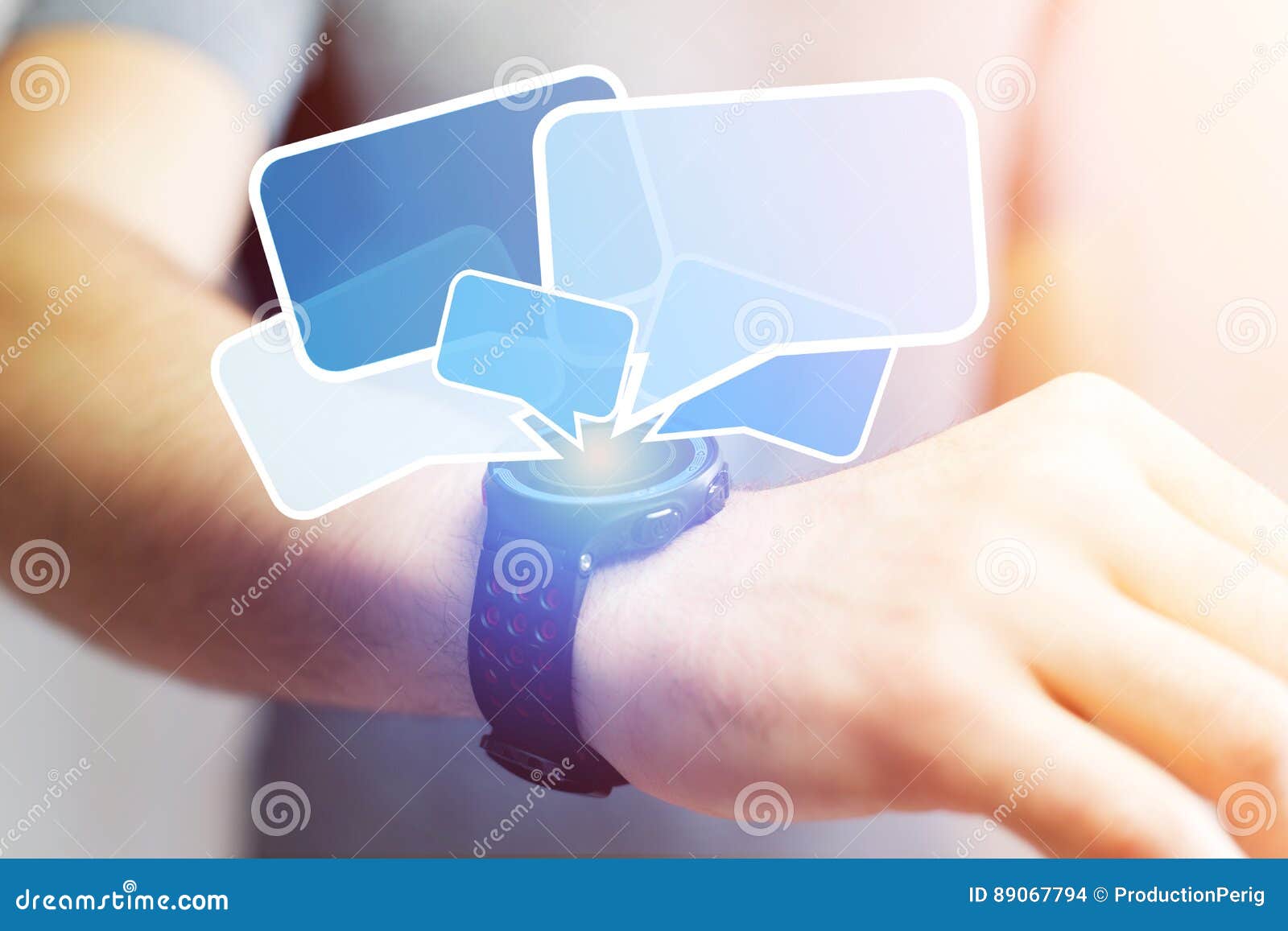 Concept of Sending Messages with a Smartwatch Stock Photo - Image of ...