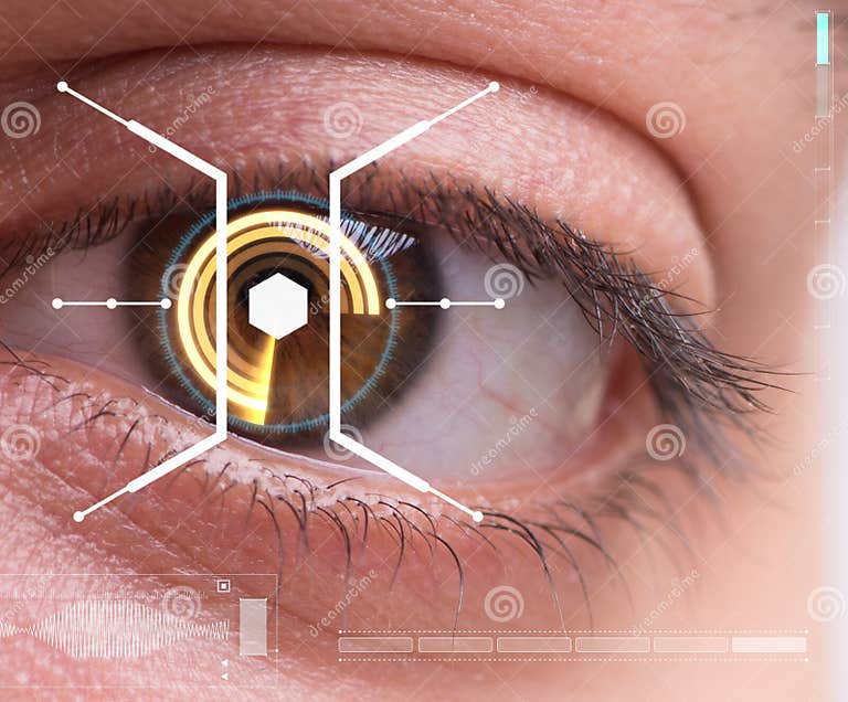Concept of Sensor Implanted into Human Eye Stock Photo - Image of ...