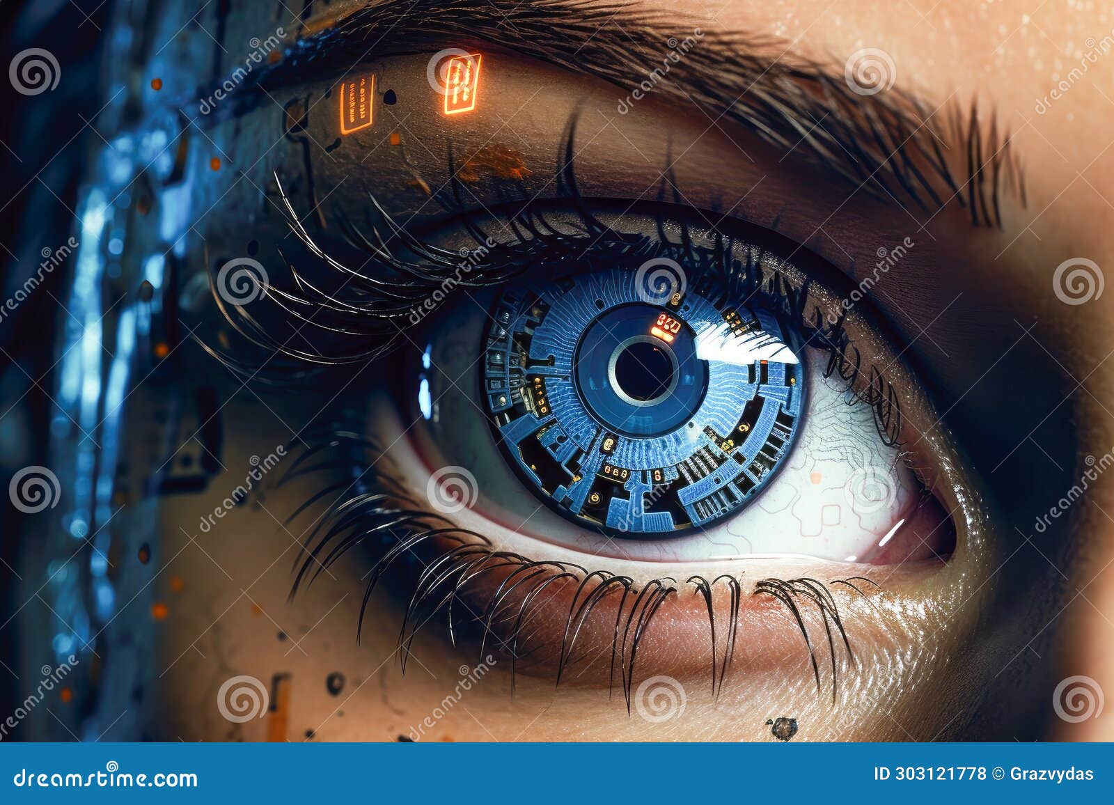 Sensor Implanted In Human Eye Technology And Human Fusion Stock ...