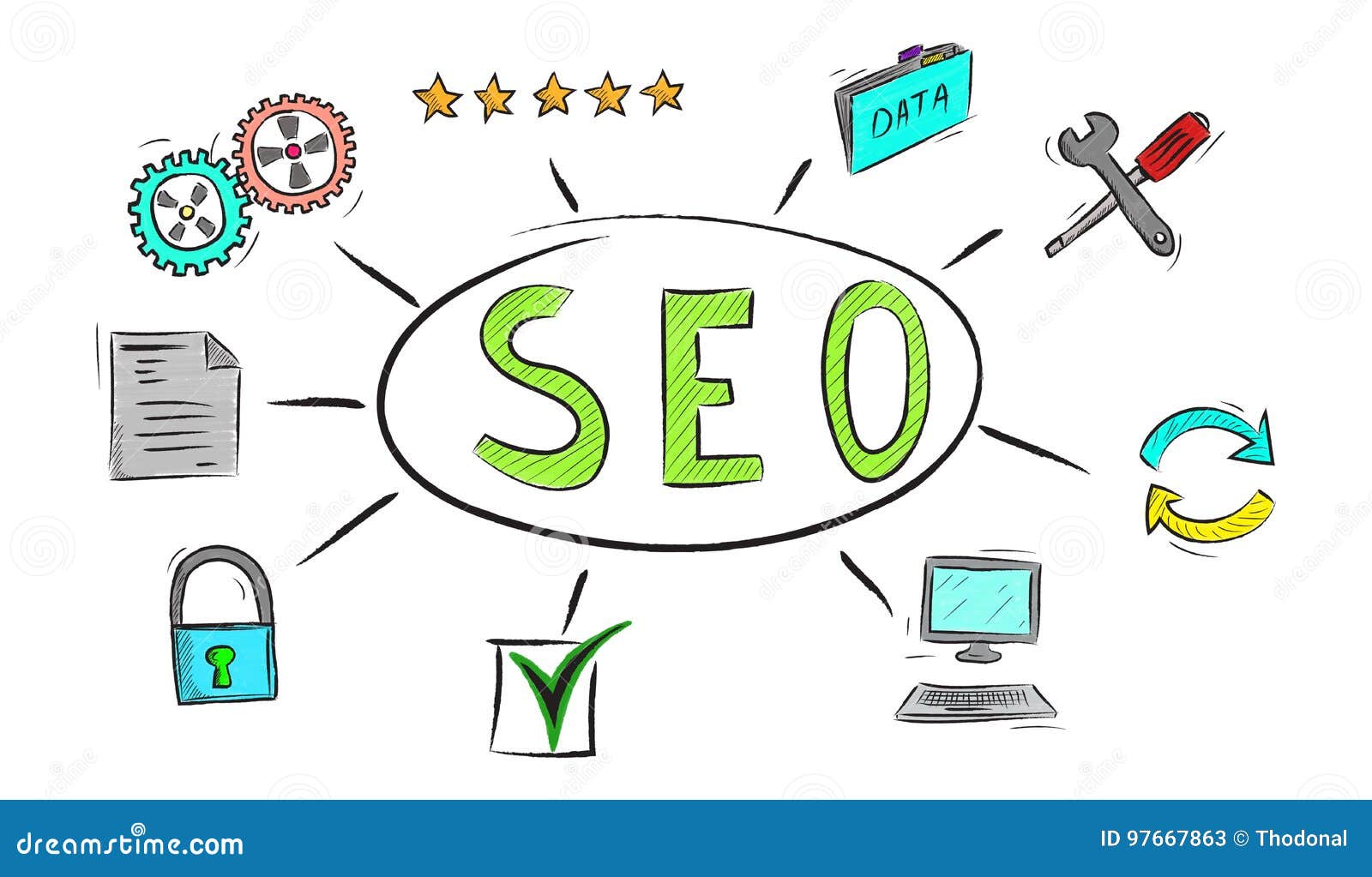 Concept of seo stock illustration. Illustration of concept - 97667863