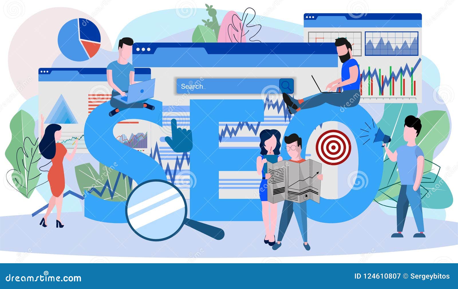 Concept SEO, Market Research Web Site Coding Stock Vector ...