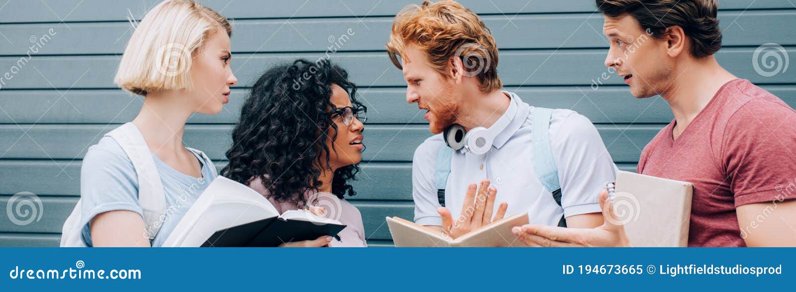 Concept of Serious Multicultural Students Talking Stock Image - Image ...