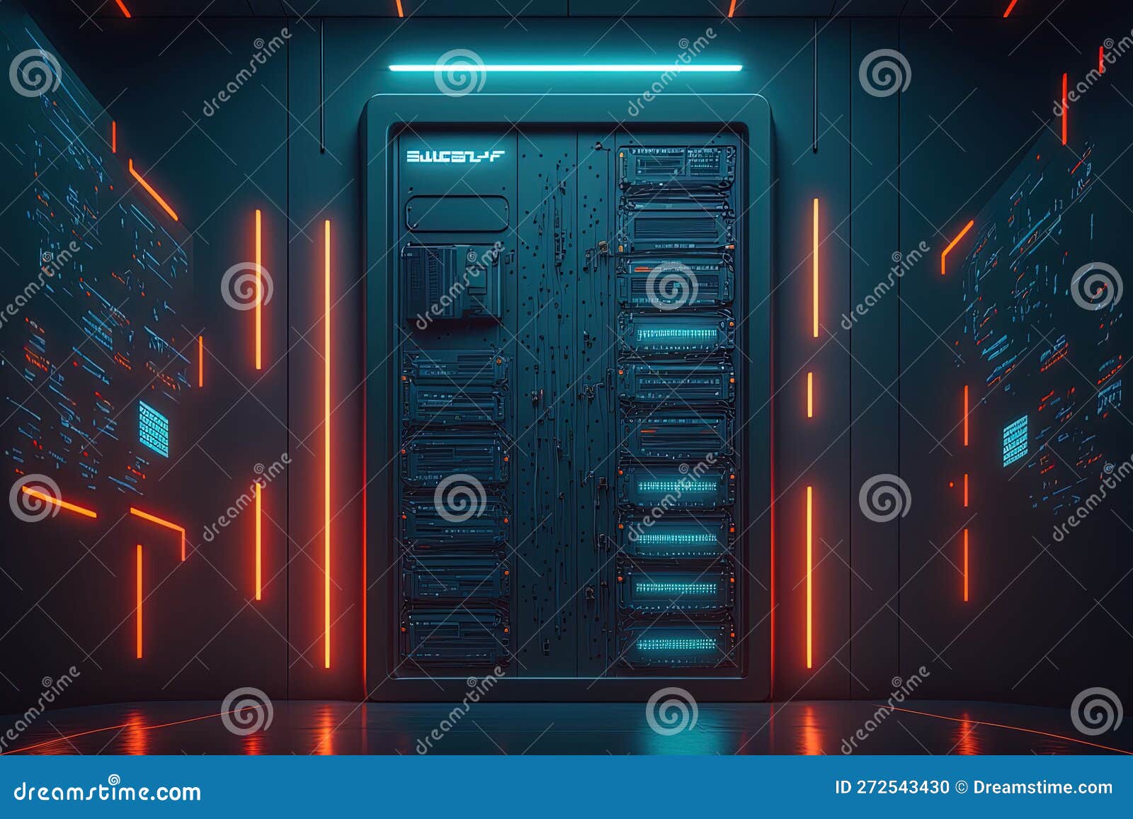 Concept of a Server with a Rack in a Server Room Stock Illustration ...