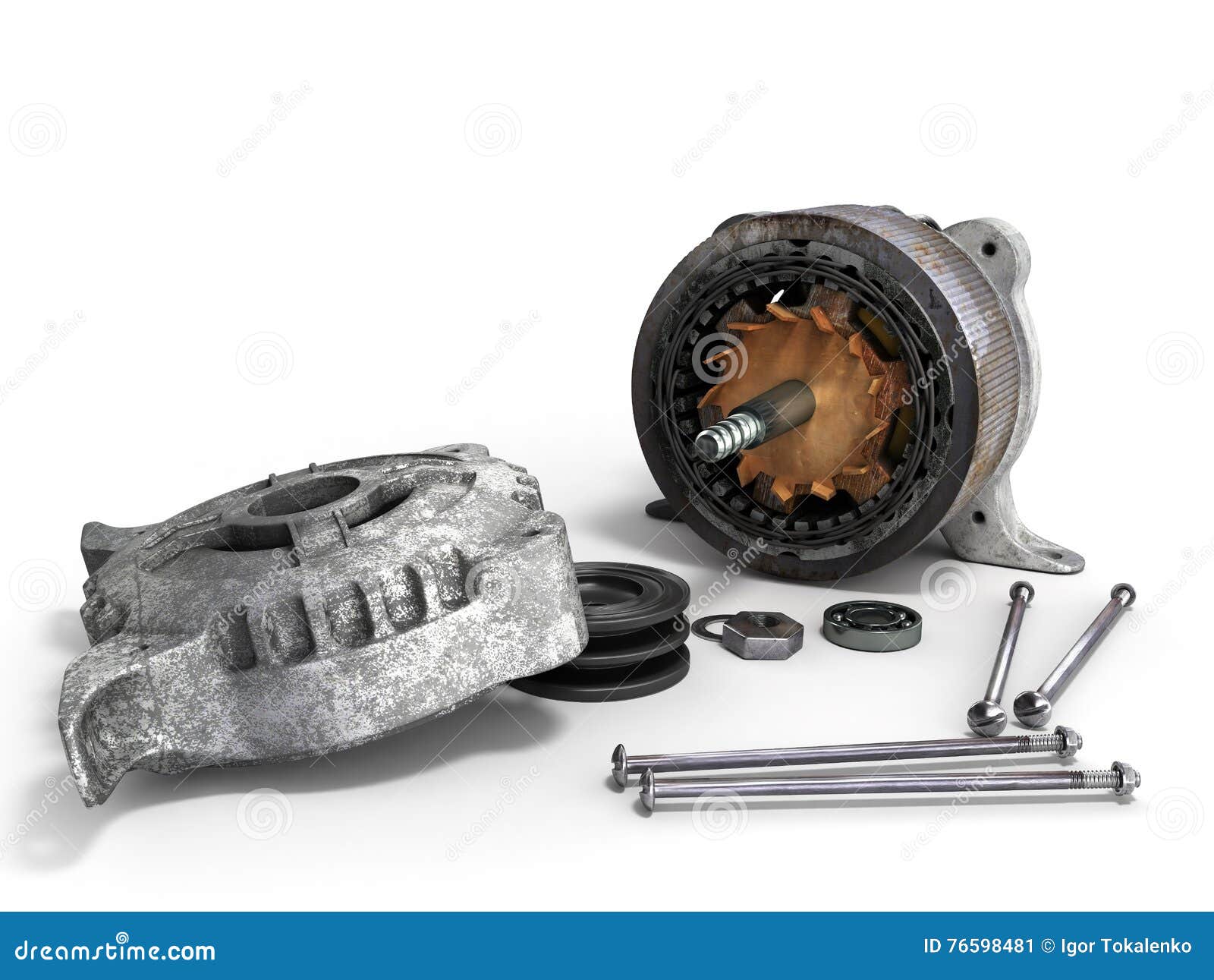 The Concept of Service Disassemble Electric Motor 3d Render Isol Stock ...