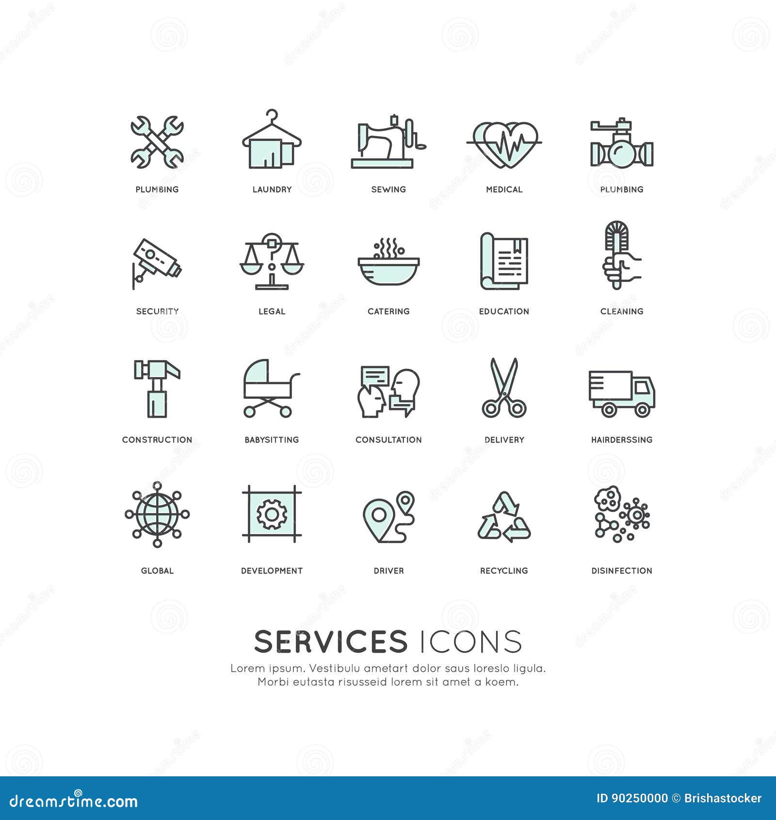 Concept of Services stock illustration. Illustration of catering - 90250000