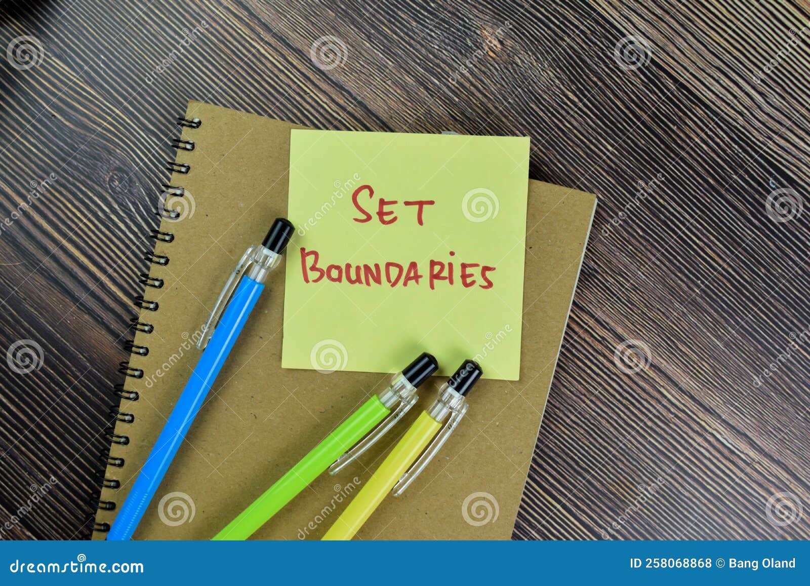 Concept of Set Boundaries Write on Sticky Notes Isolated on Wooden ...