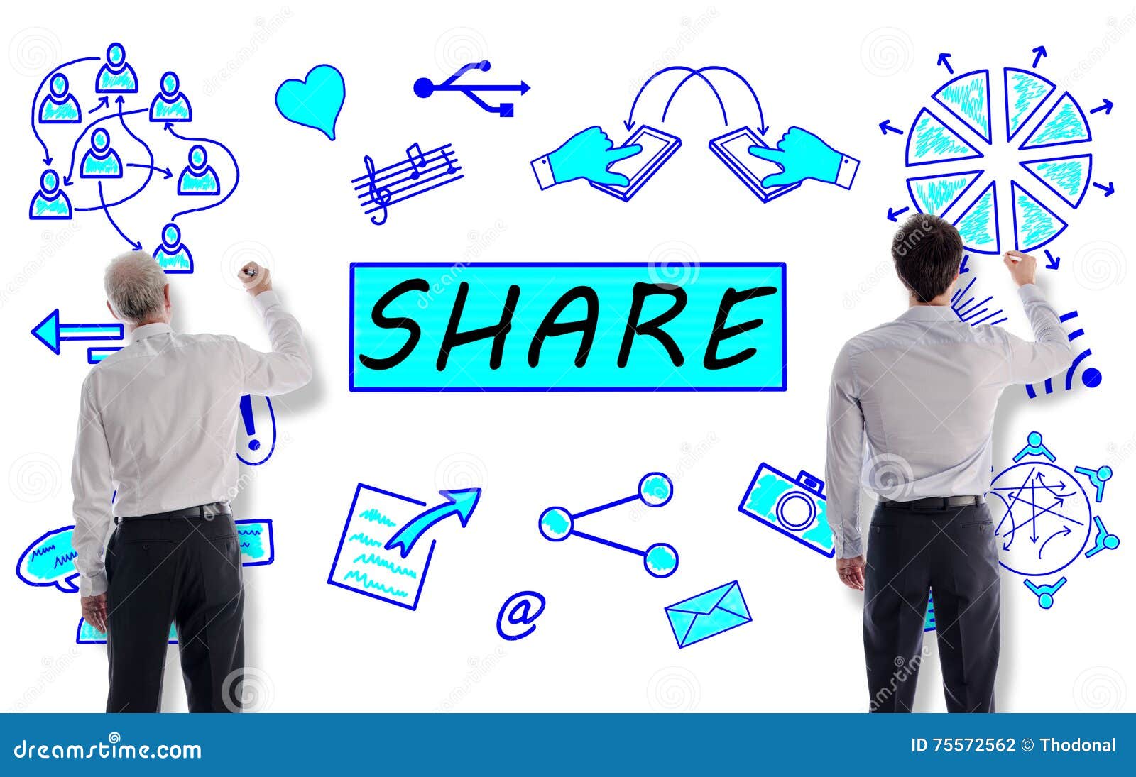 Concept of Share Drawn by Businessmen Stock Photo - Image of peer ...