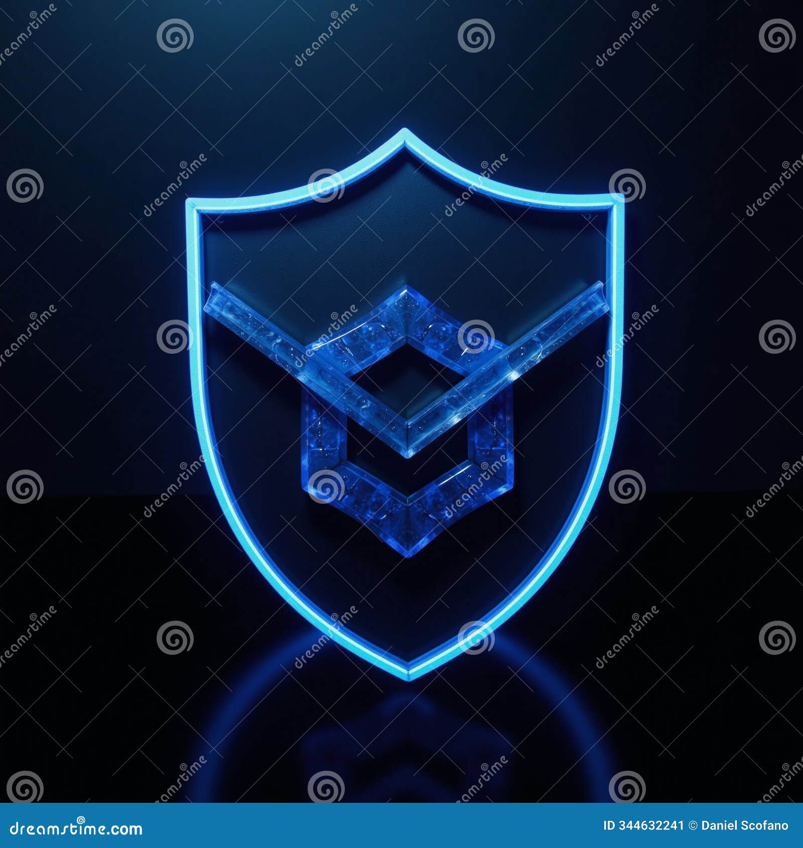 Shield Symbolizing Cybersecurity Defense with Blue Motif Against a Dark ...