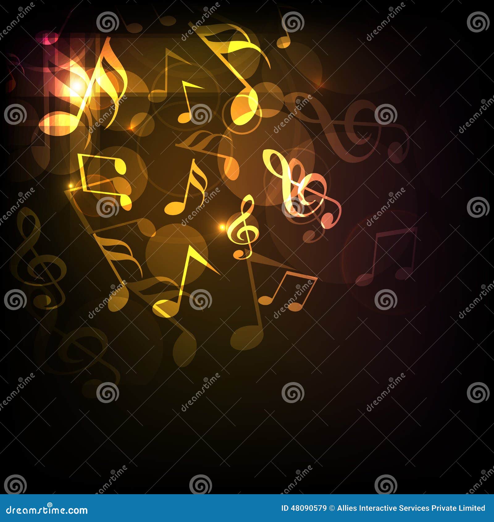 Shiny Musical Notes On Blue Background. Stock Photography ...