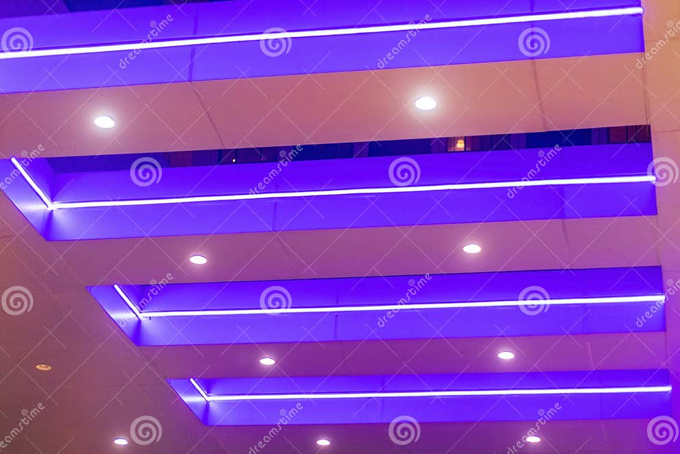 Concept Shot of Purple Ceiling Lights Stock Image - Image of purple ...