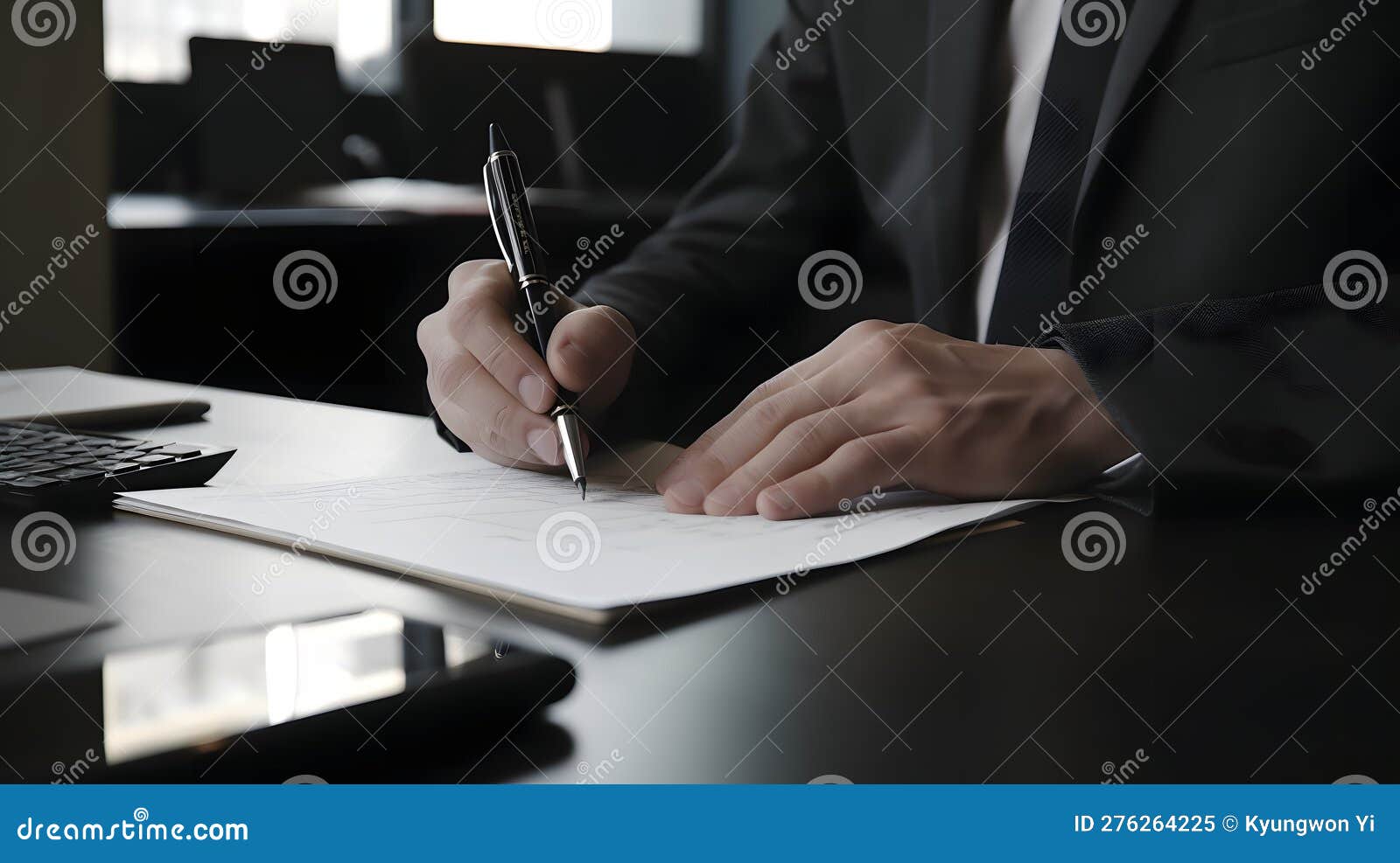 Working in Office Desk Taking Notes Business Generative Ai Stock ...