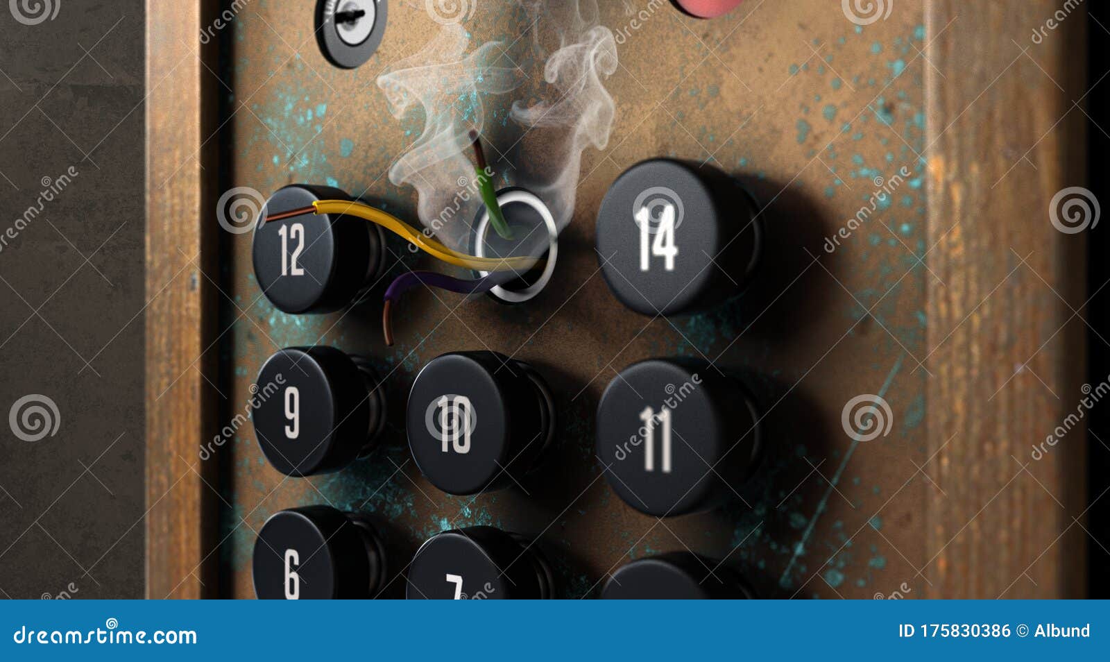 Broken Retro Elevator Control Panel Stock Photo - Image of choose ...