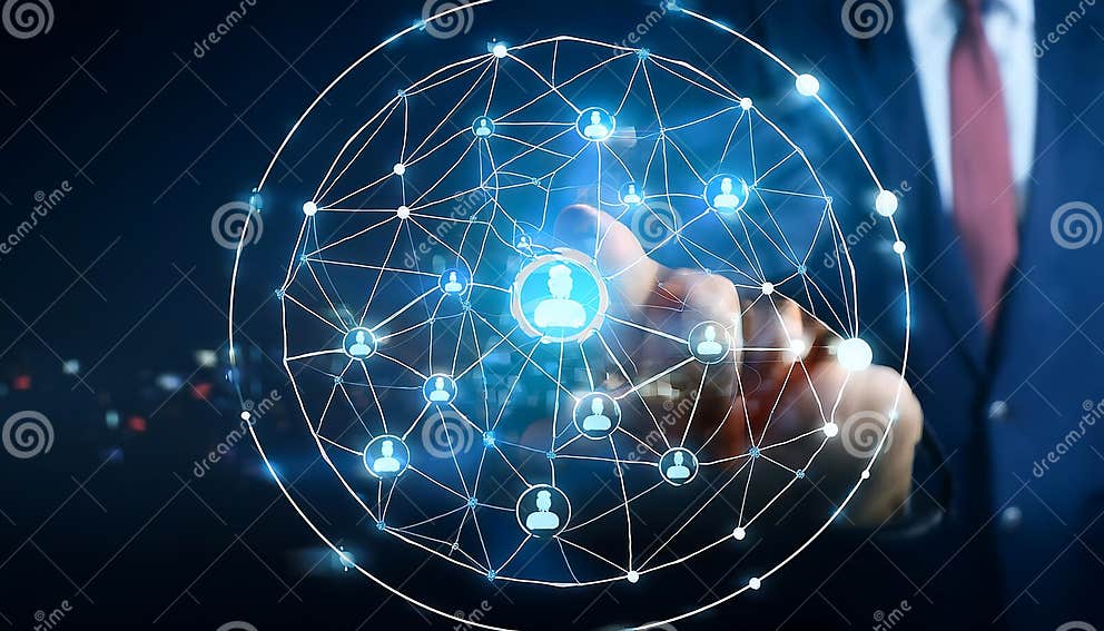 Concept Shows Communication in Social Networks, Emphasizing Interaction ...