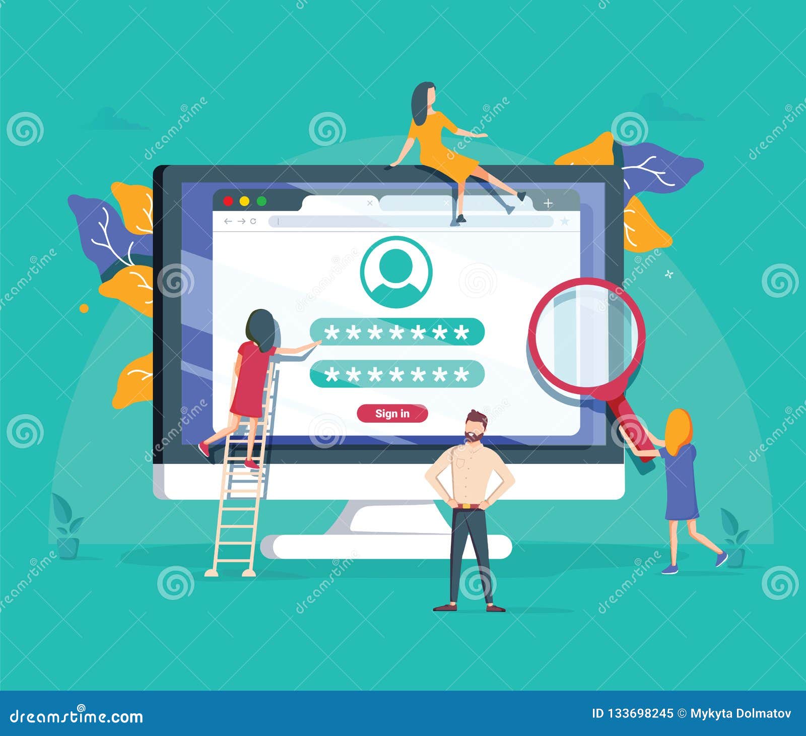 Concept Sign in Page on Computer Screen. Desktop Computer with Login ...