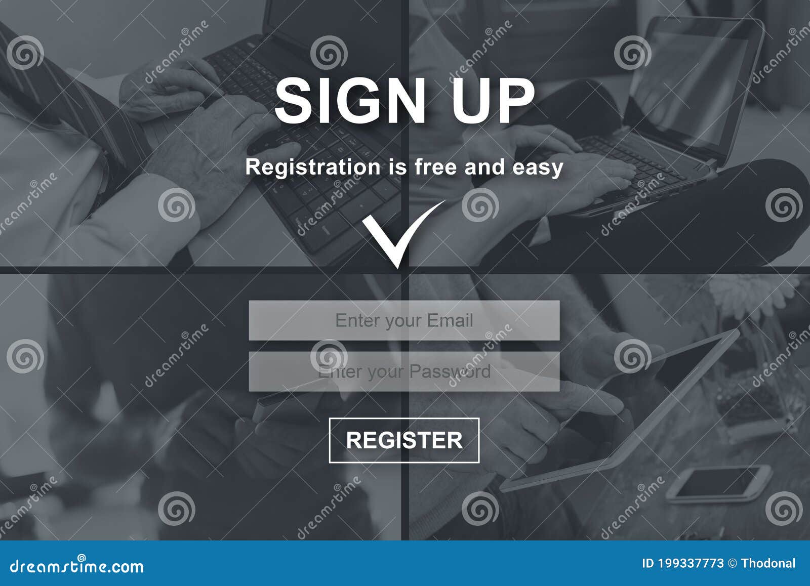 Concept of sign up stock image. Image of registration - 199337773