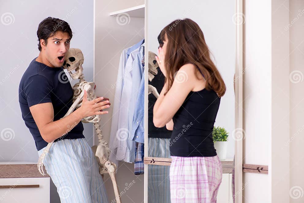 The Concept of Skeleton in the Cupboard or Closet Stock Photo - Image ...