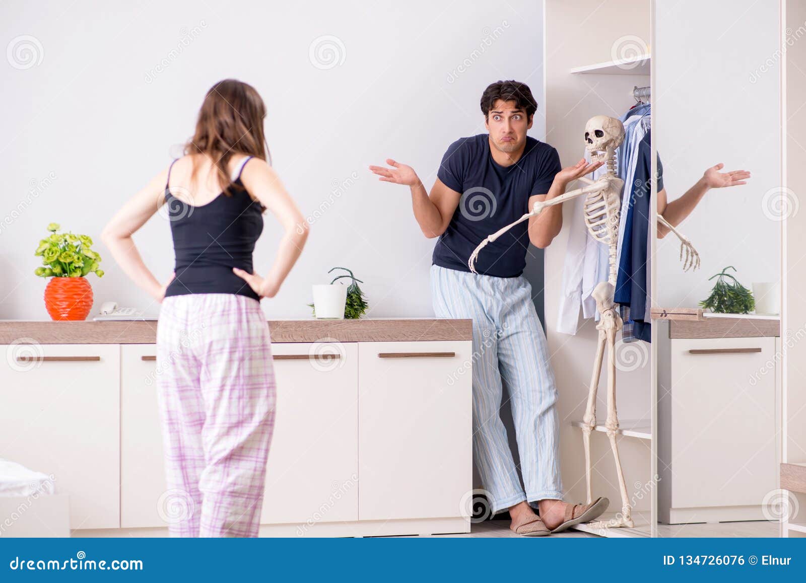 The Concept of Skeleton in the Cupboard or Closet Stock Photo - Image ...