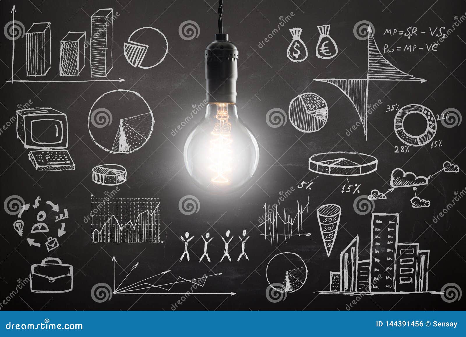 Concept - Sketch with Schemes and Graphs on Chalkboard Stock ...