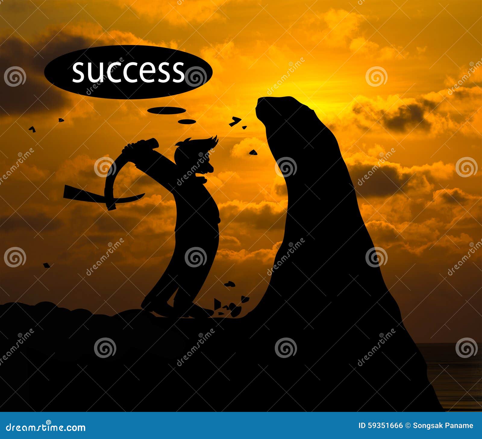 Concept Skyline, Man Digging Mountain for Inspiration Stock ...