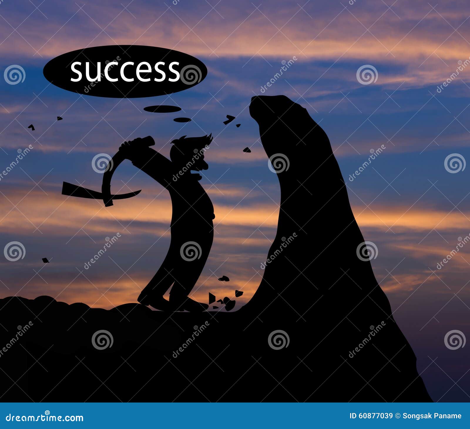 Concept Skyline, Man Digging Mountain for Inspiration Stock ...