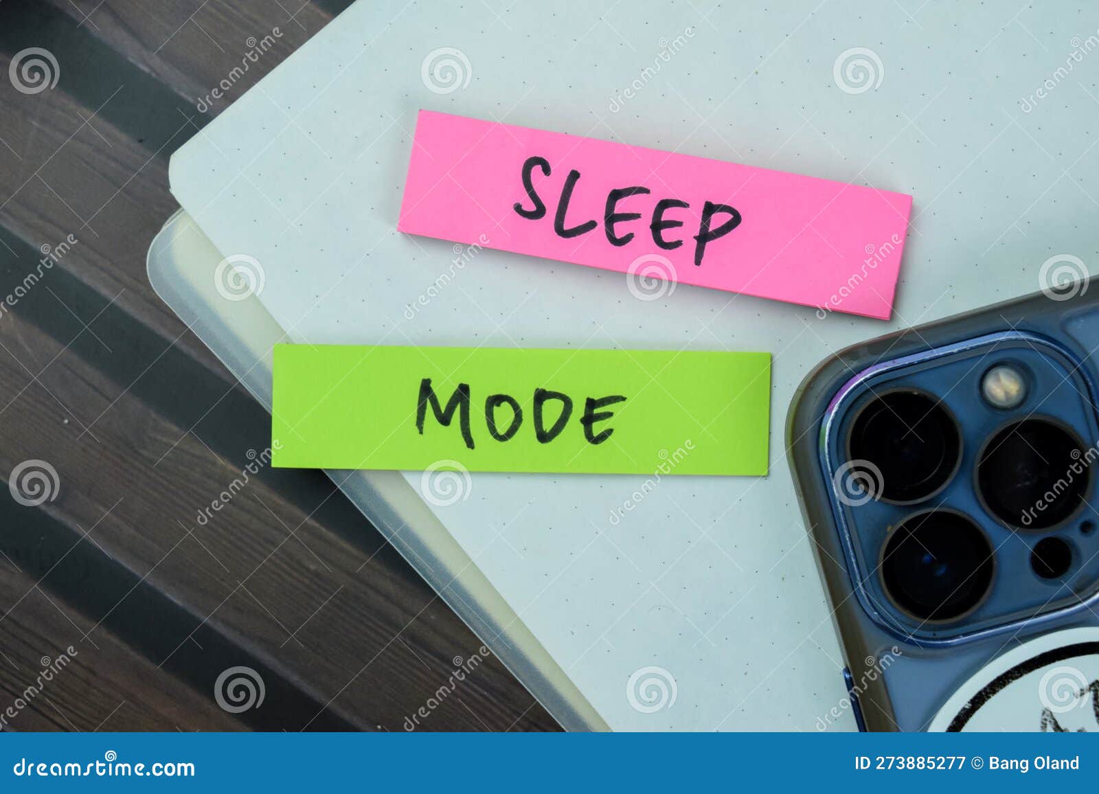 Concept of Sleep Mode Write on Sticky Notes Isolated on Wooden Table ...